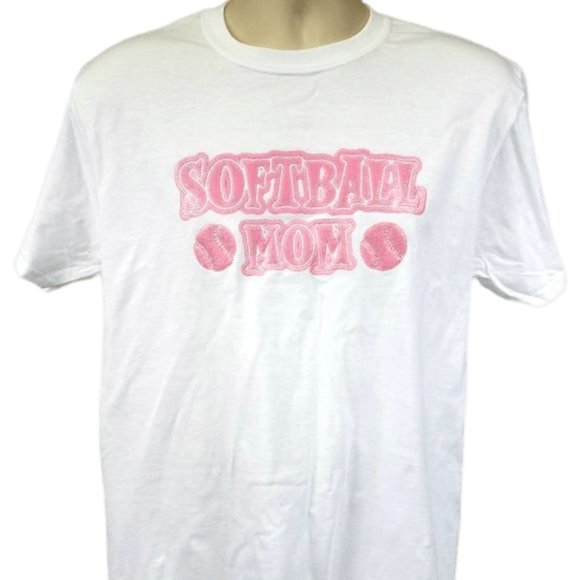 Double D Designs | Tops | Womens Softball Mom Puff Glitter Lettering ...